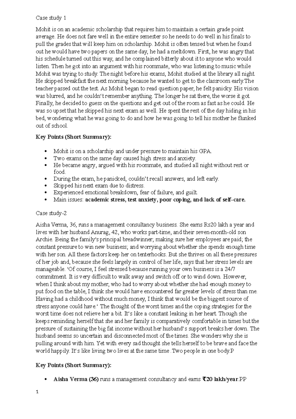 CBSE Case Study: Stress and Emotional Challenges in Students - Studocu