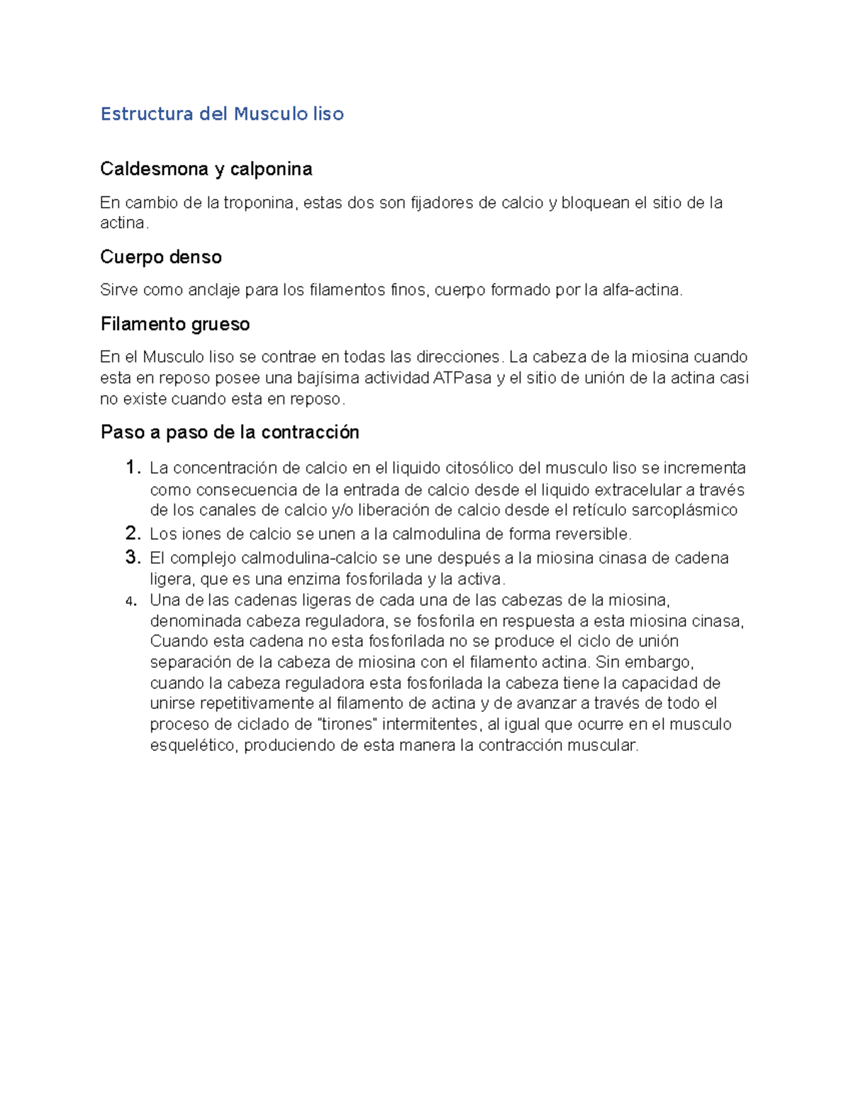 Estructura y Funcionamiento del Musculo Liso en Fisiología - Studocu