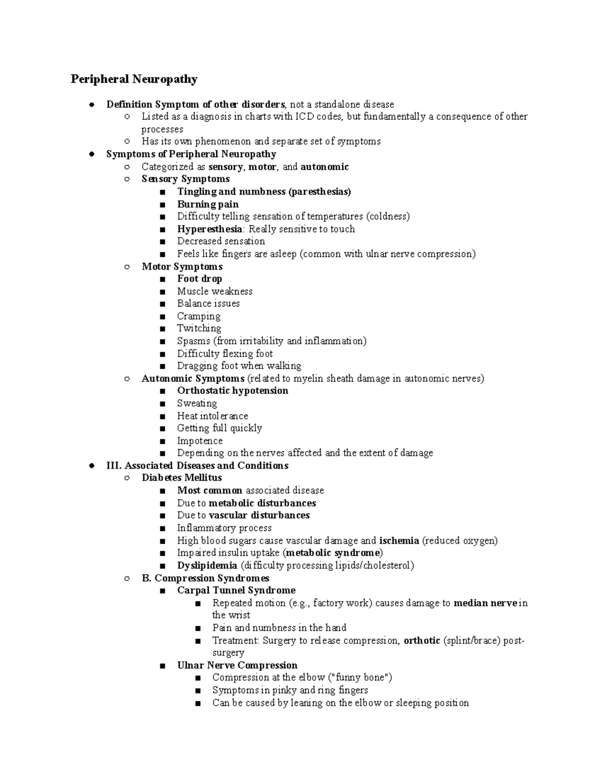 Peripheral Neuropathy, Nephritis, and Kidney Stones Overview - Studocu