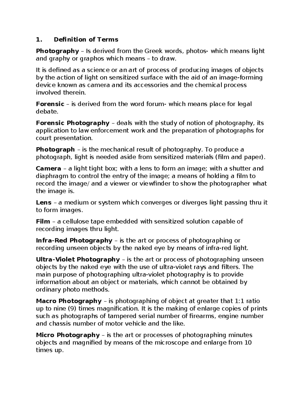 Forensic Photography: Definition, Importance, and Techniques - Studocu