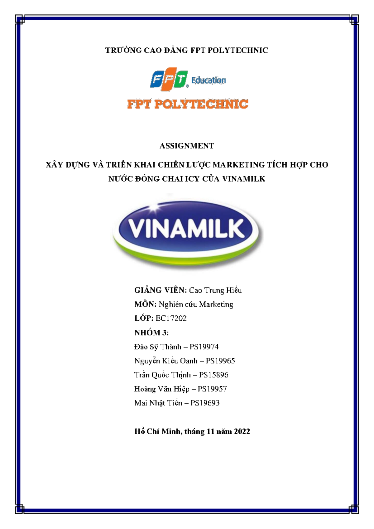 ASM IMC NHOM3 Final - Chiến Lược Marketing Tích Hợp cho ICY - Studocu