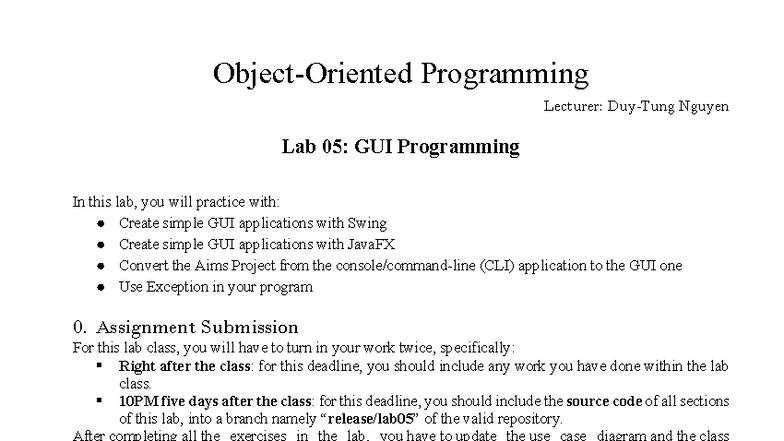 Lab 05: GUI Programming Instructions for ICT/DS AI - Studocu
