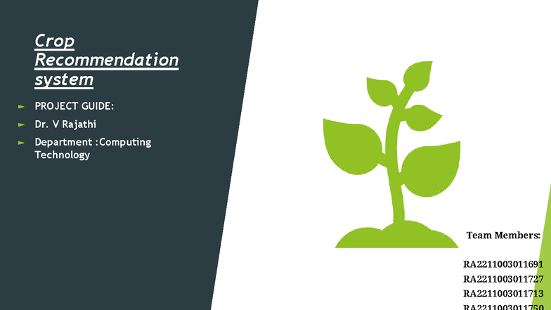 Crop Recommendation System Project Guide - CS101 - Studocu