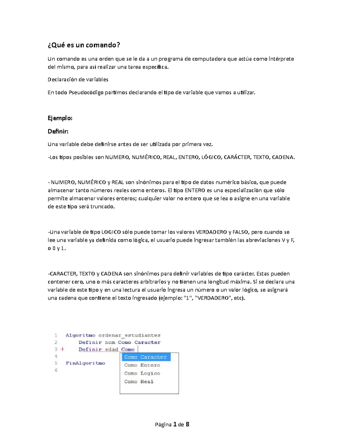 Comandos y Estructura en Pseint: Guía Completa para Pseudocódigo - Studocu