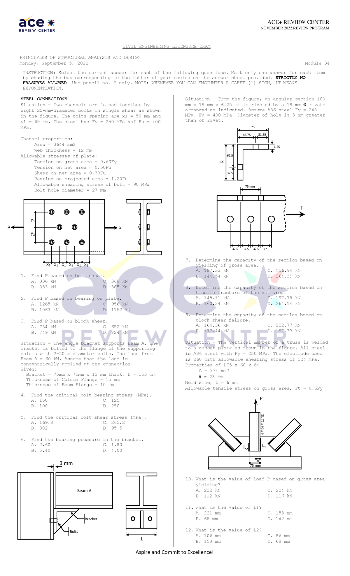 CIVIL 101: Steel Design Practice Problems - November 2022 Review - Studocu