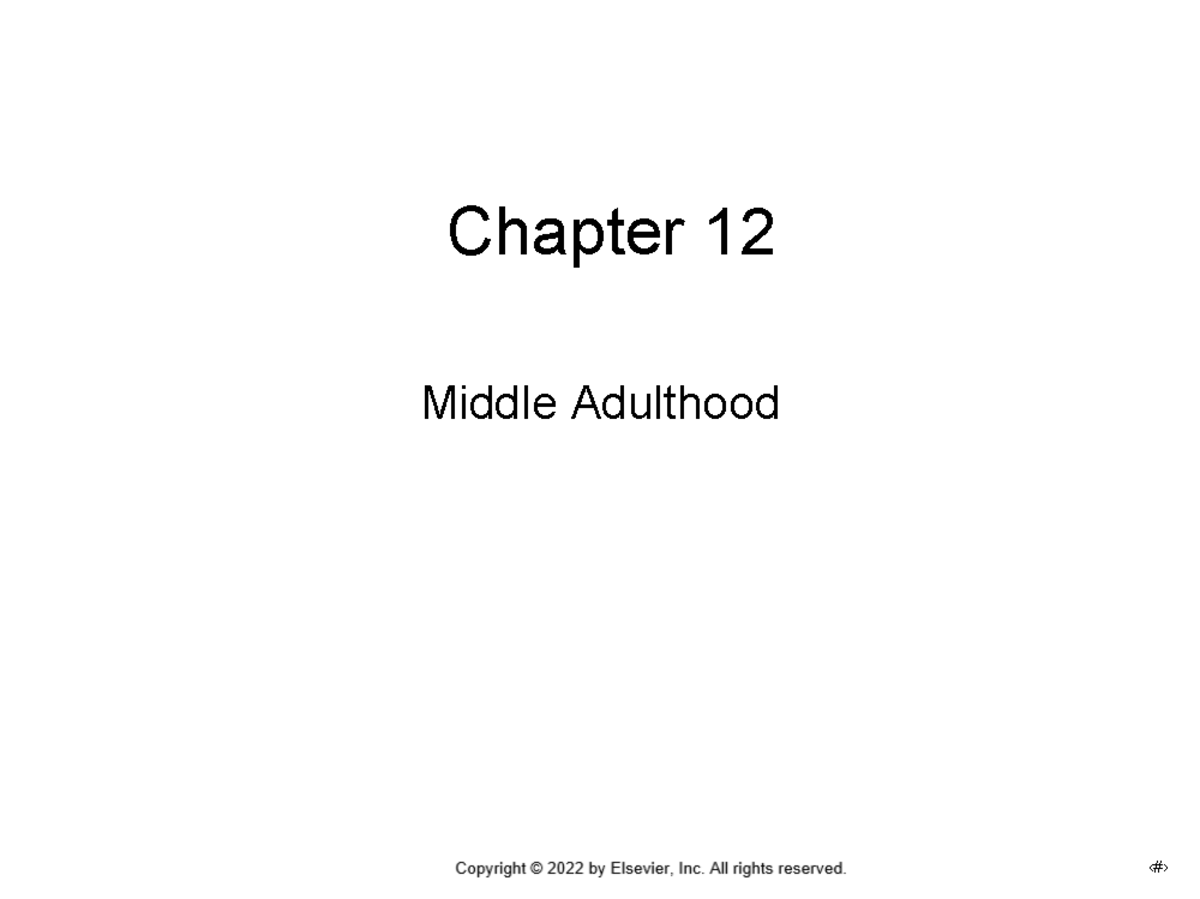 Chapter 12: Middle Adulthood Overview - Studocu