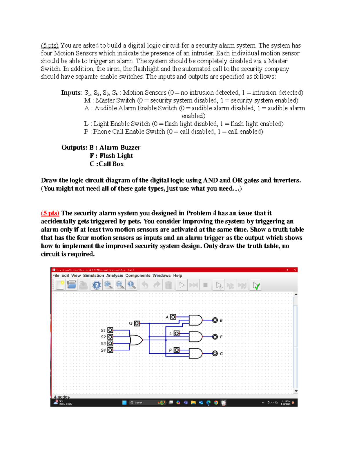 CSE 25 - HW 1: Digital Logic Design for Security Alarm System - Studocu