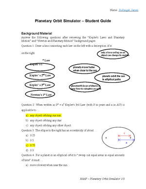 Lesson 4 Lab - Planetary Orbit Simulator Worksheet DOC - Name: Lesson 4 Lab Planetary Orbit ...