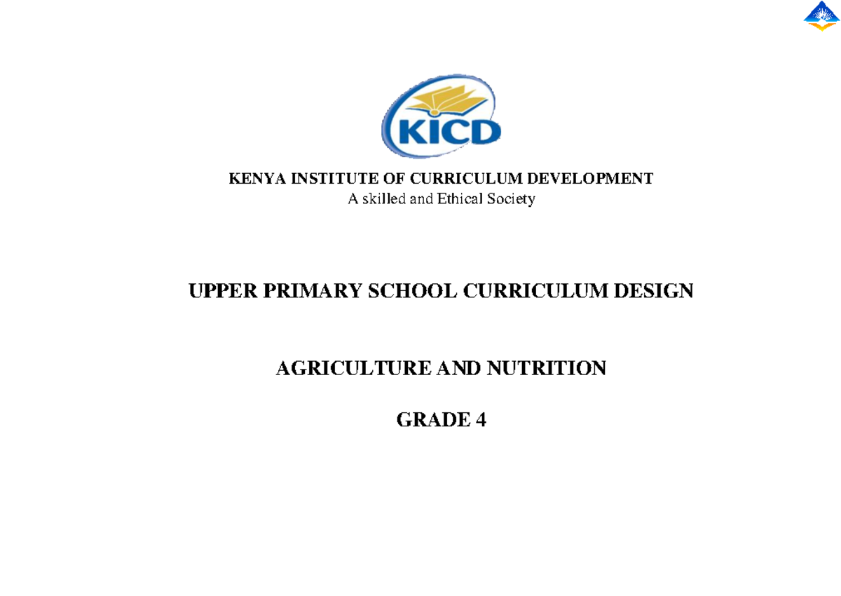 Grade 4 Agriculture & Nutrition Curriculum Overview - Studocu