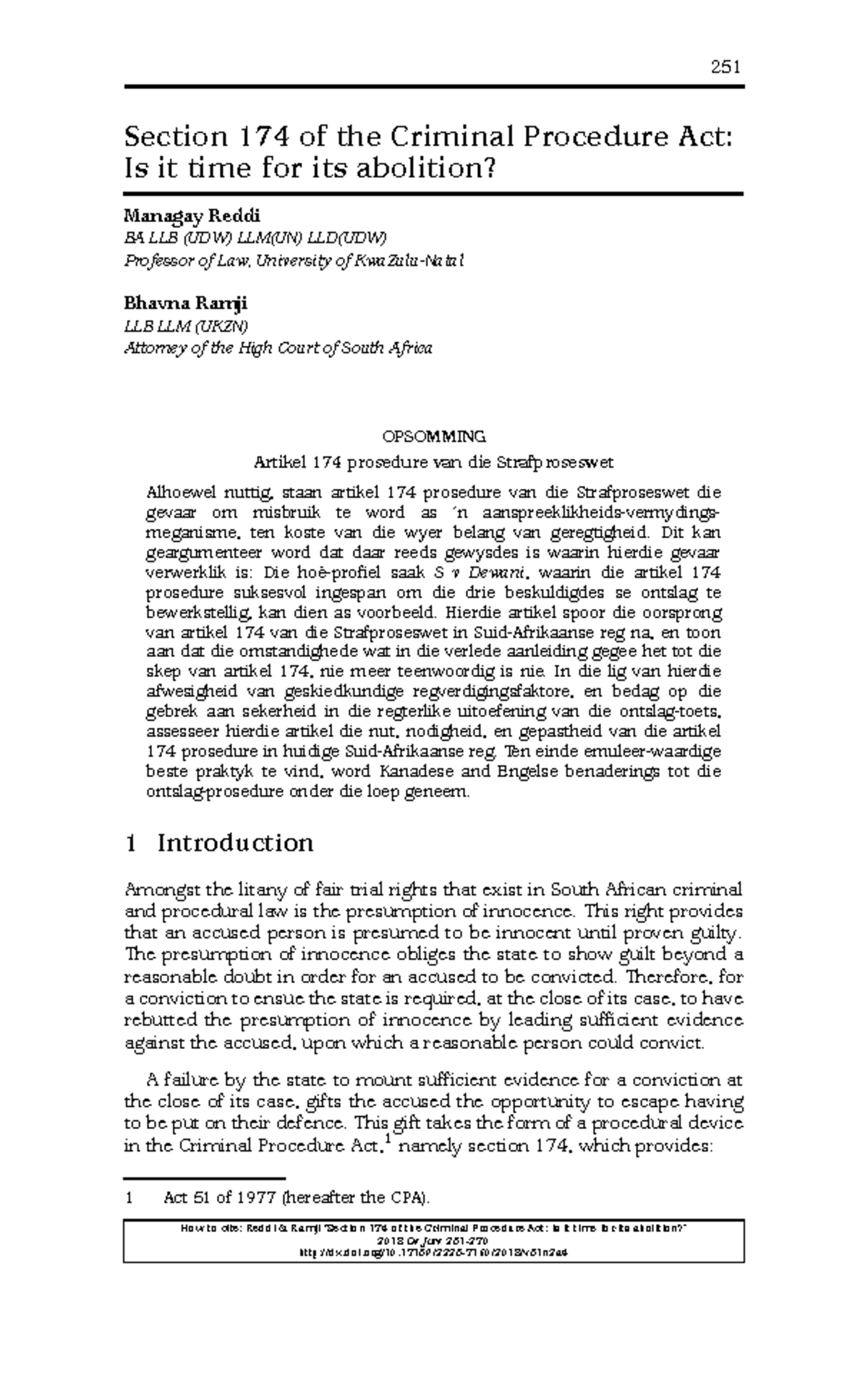 Section 174 of the Criminal Procedure Act: A Critical Assessment of Its ...