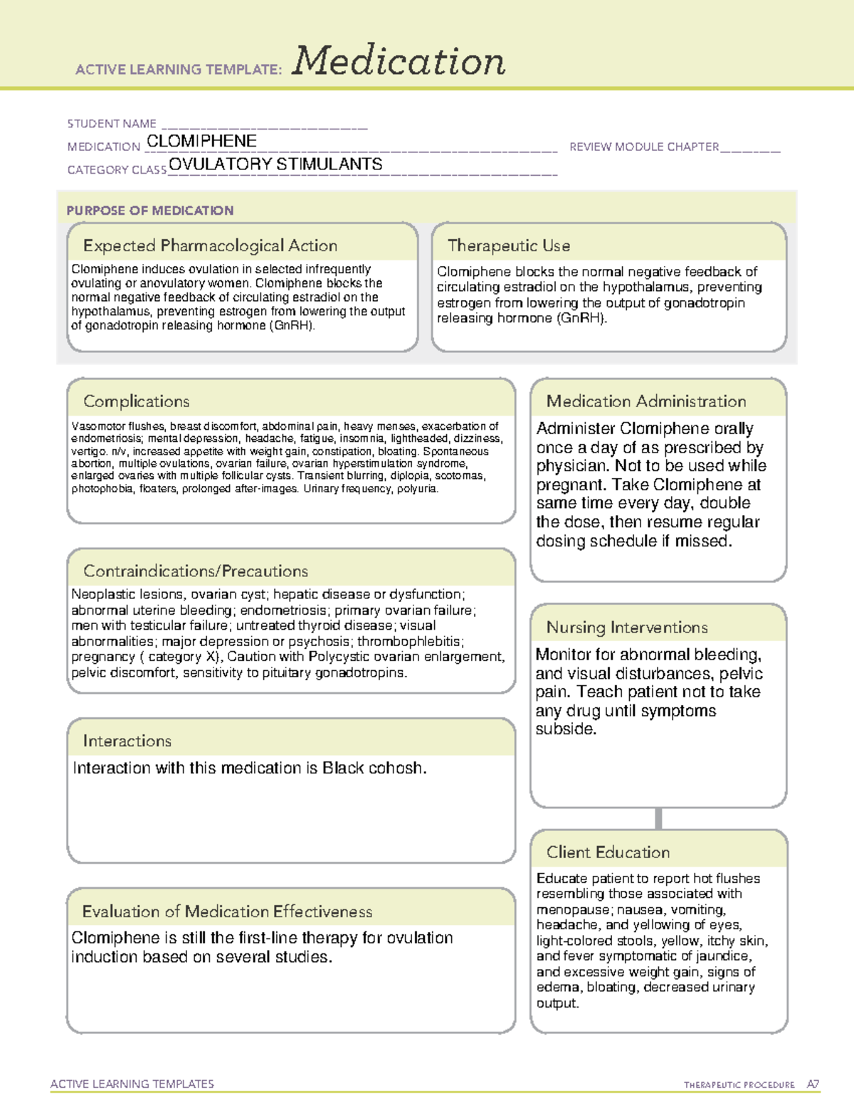 Active Learning Template medication Clomiphene Maternity Final - ACTIVE ...