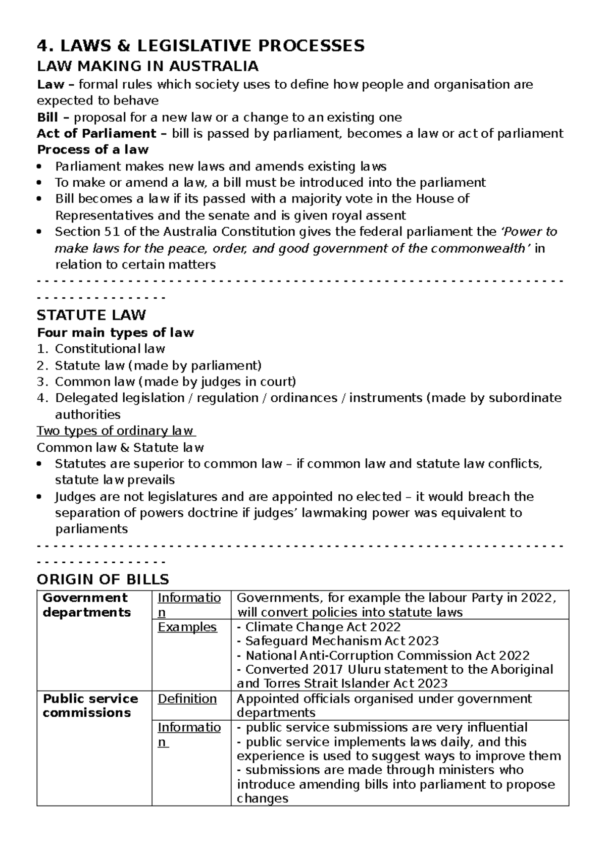 4. Laws and Legislative Processes: Law Making in Australia - Studocu