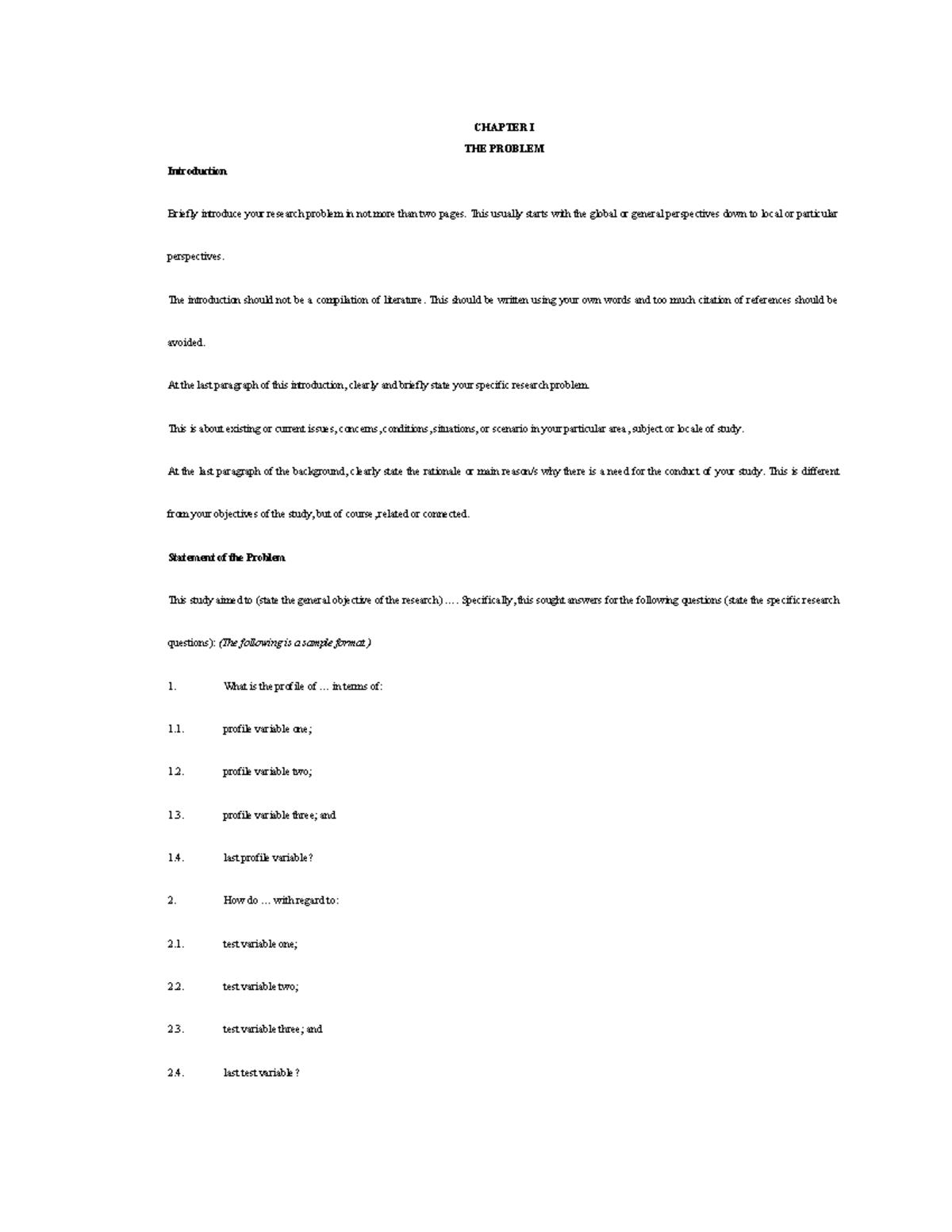 PB Thesis Format 2023: Structuring the Main Body of Research - Studocu