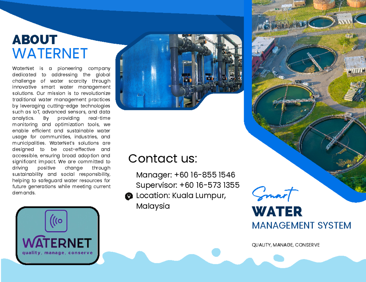 Entrepreneur Brochure - WaterNet is a pioneering company dedicated to addressing the global ...