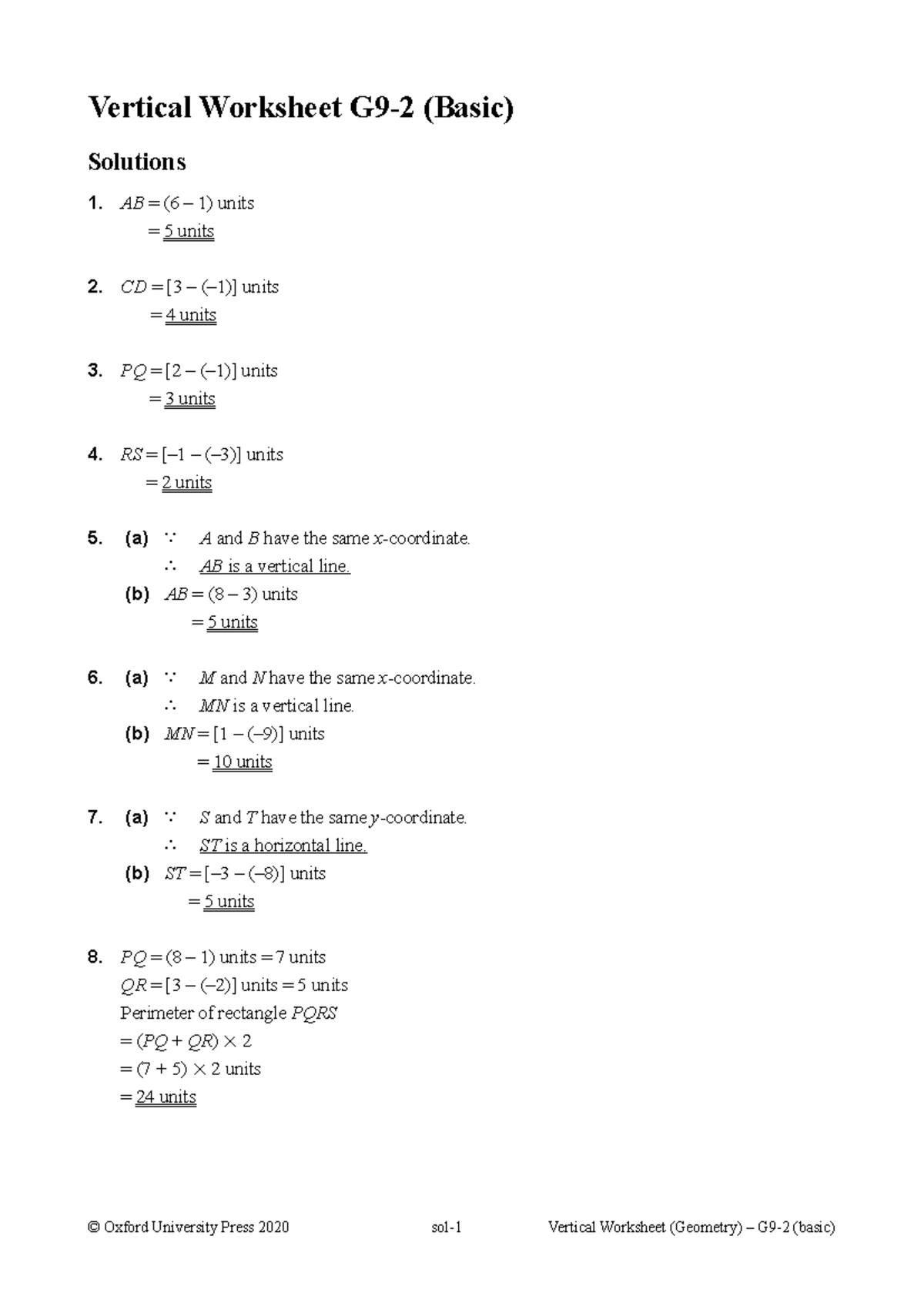 Vertical Worksheet G9 2 Basic Solutions And Calculations Studocu