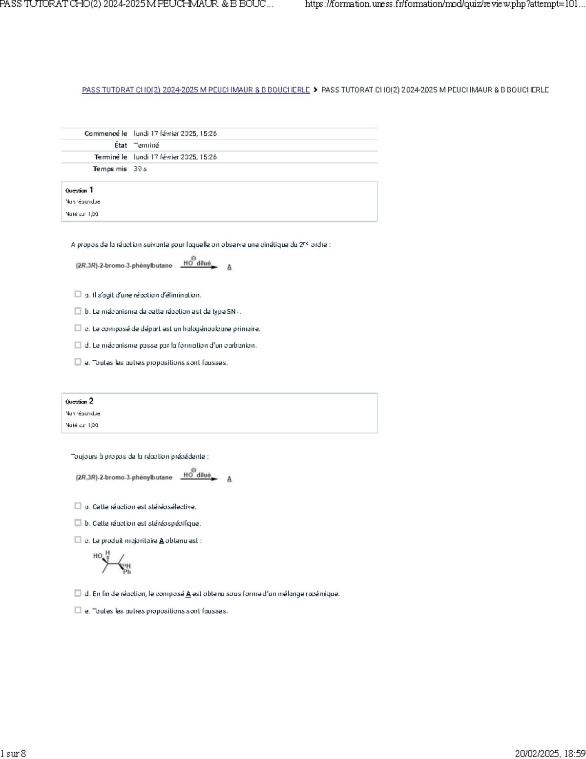 TUTO CHO(2) - PASS/LASS OPTION SCIENCE: Réactions et Mécanismes - Studocu