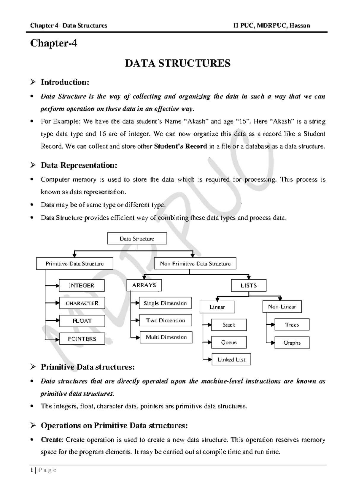 Chapter 4: Data Structures II - PUC, MDRPUC, Hassan - Studocu