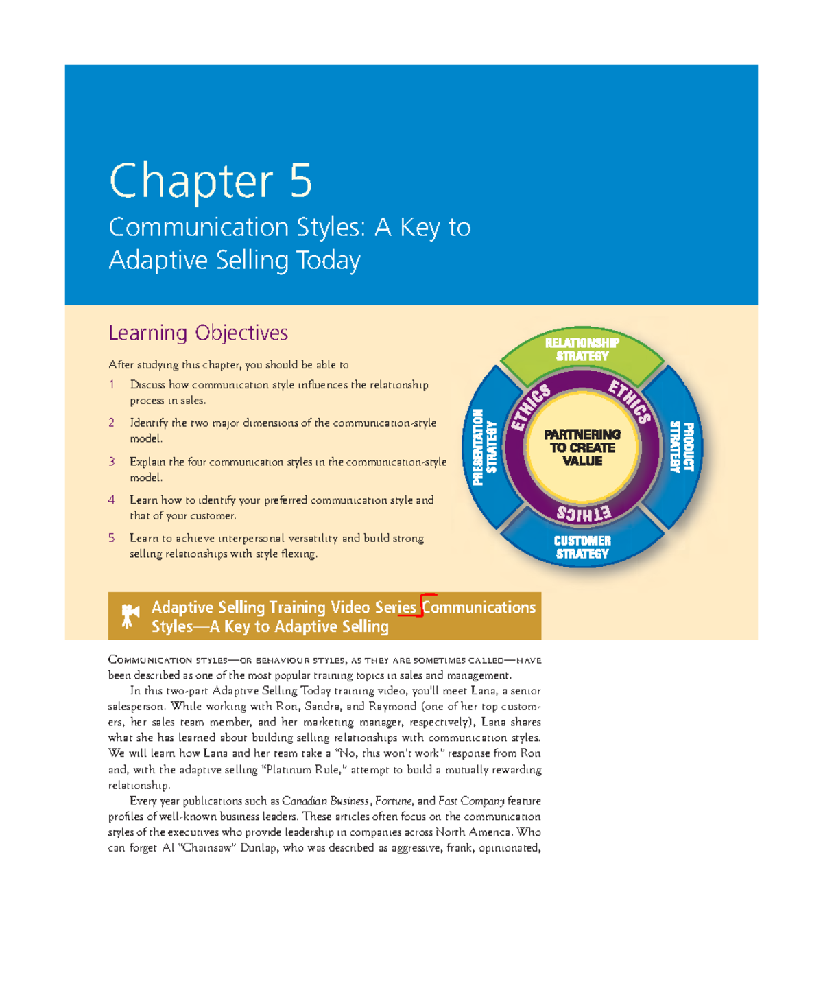 Manning CH05 - Quiz on Communication Styles in Adaptive Selling - Studocu