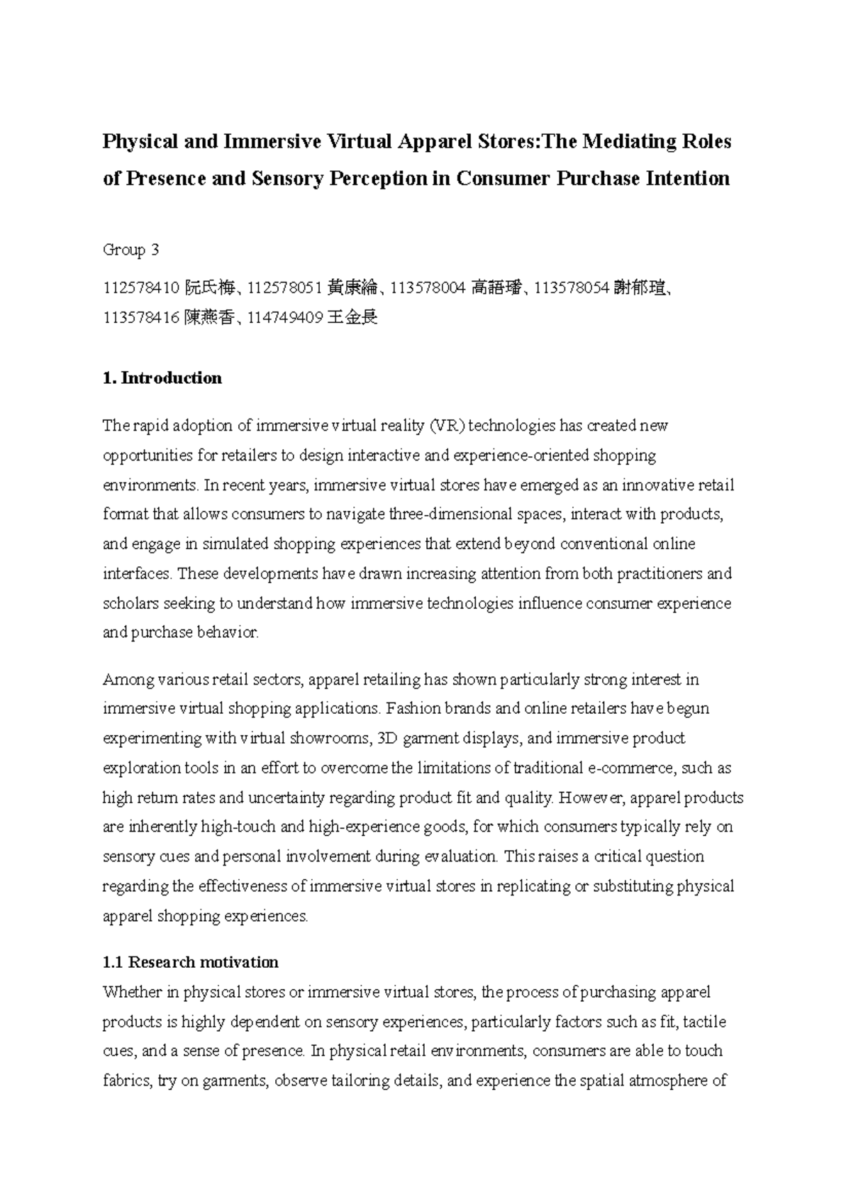 Group 3 - Final Research Project: Immersive Virtual Apparel Stores and ...