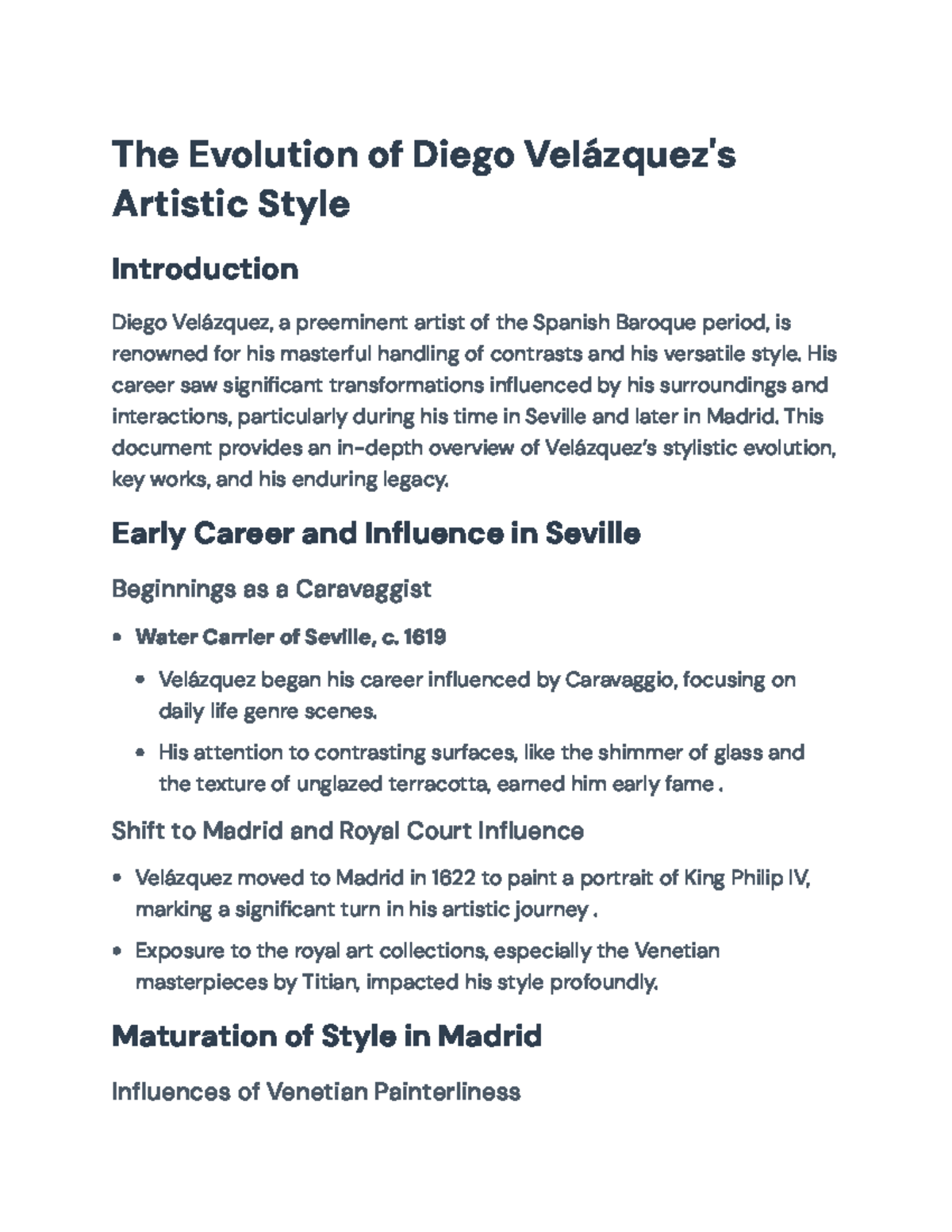 The Evolution of Diego Velázquez's Artistic Style: A Comprehensive ...