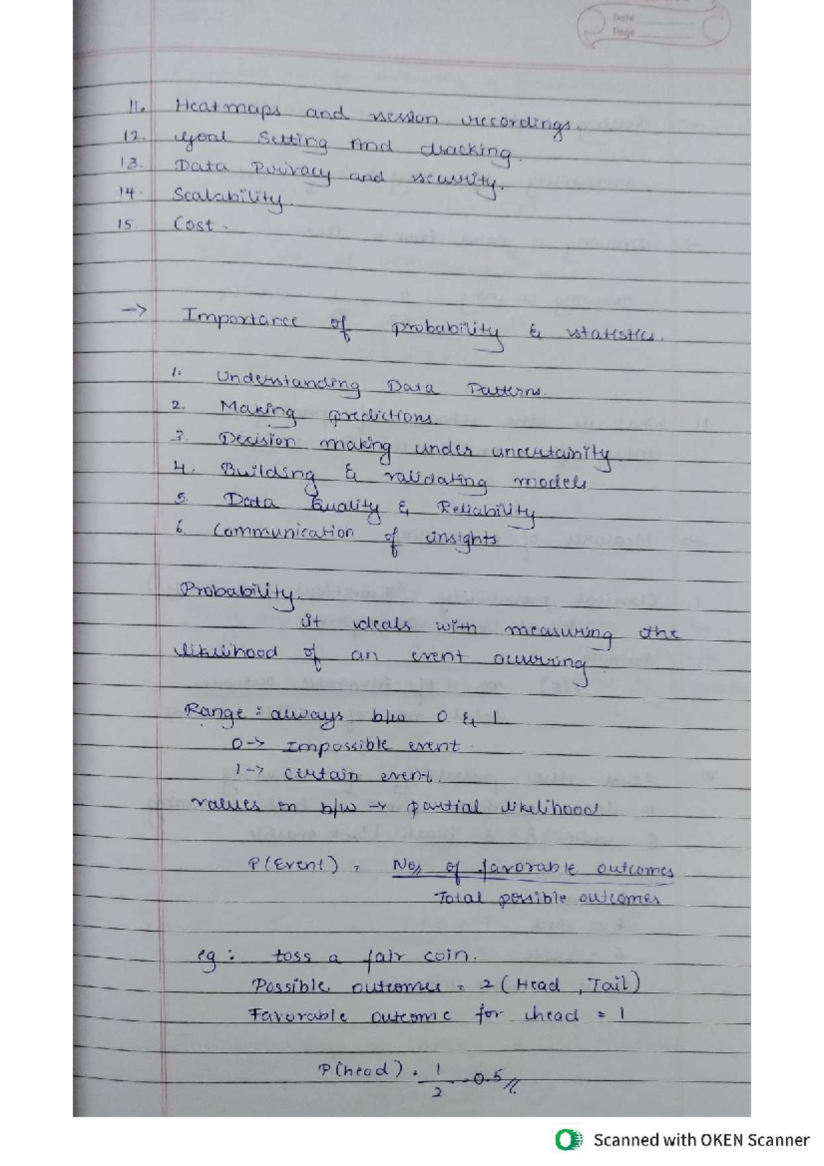 Probability and Statistics Notes (Course Code: Da) - Studocu
