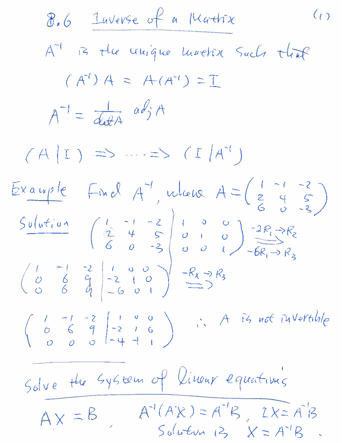 Math 12: Inverse Matrices and Eigenvalue Problems - Week 5 Notes - Studocu