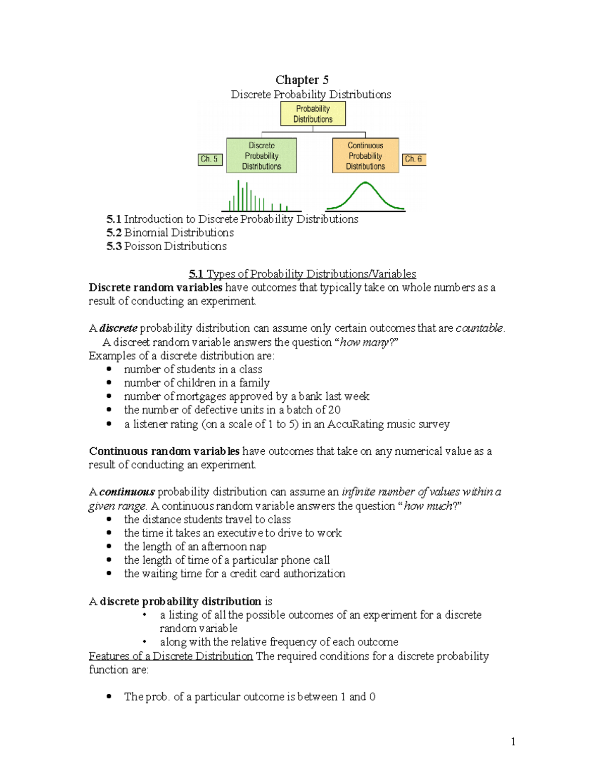 Chapter 5 - Chapter 5 Discrete Probability Distributions 5 Introduction ...