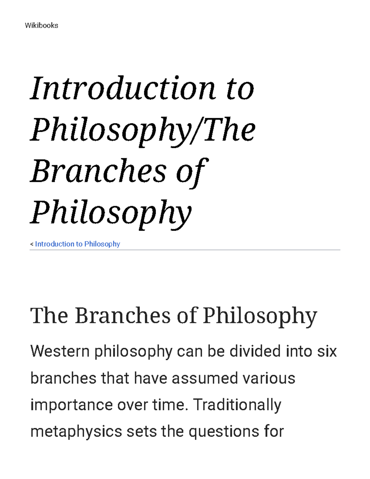 Philosophy 101: Exploring the Main Branches of Philosophy - Studocu