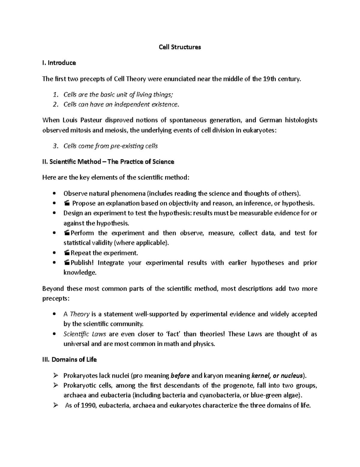 Cell Structures - DNA STRUCTURE - Cell Structures I. Introduce The ...