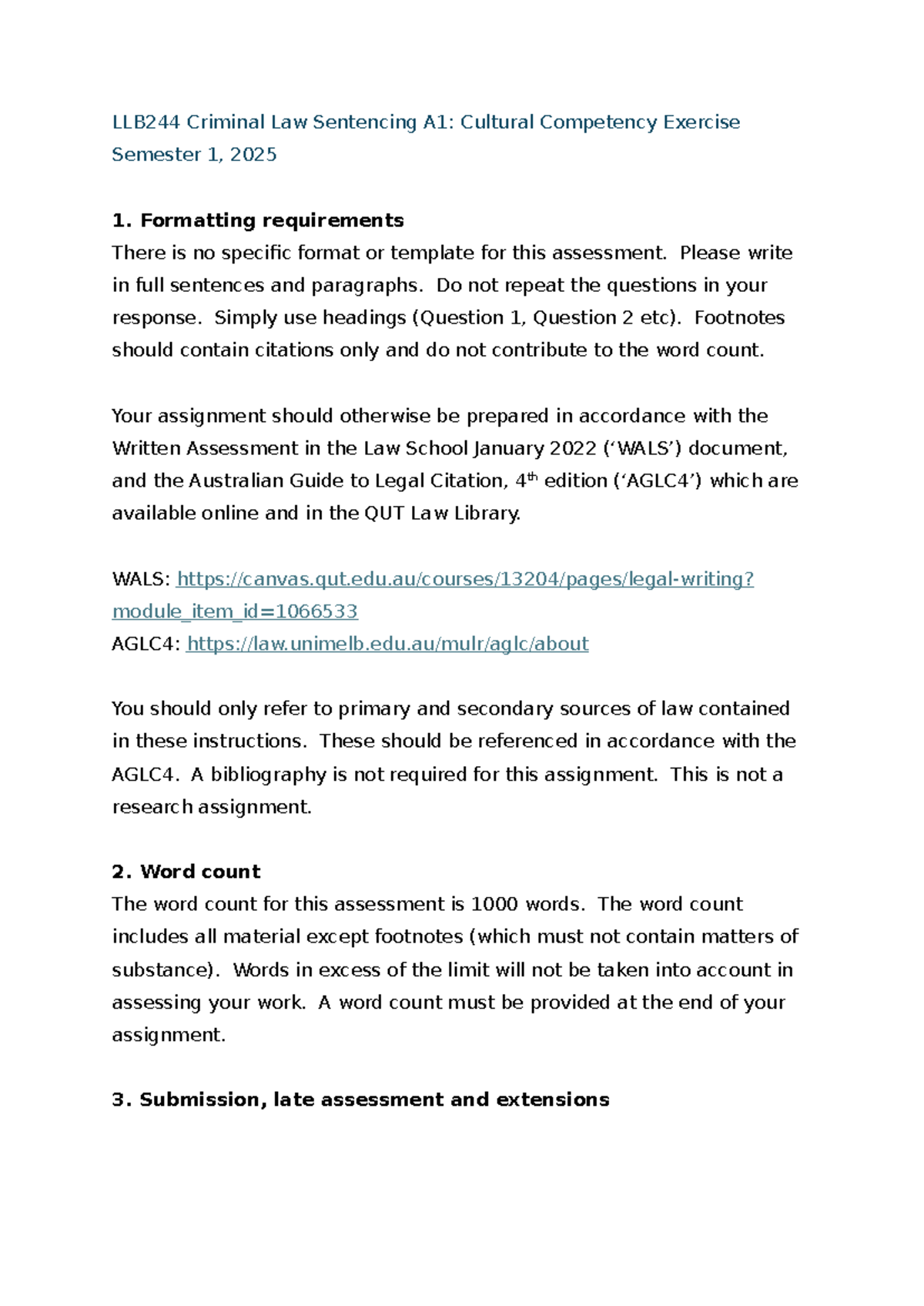 LLB244 Criminal Law Sentencing A1: Cultural Competency Exercise Guide ...