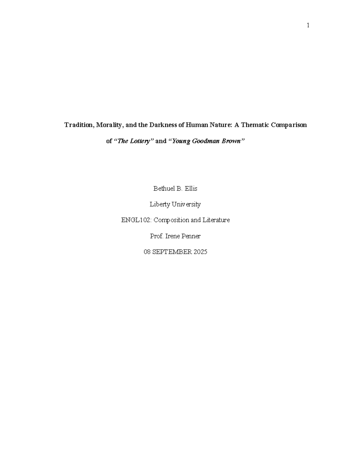 ENGL102: Tradition, Morality, and Human Nature - A Thematic Analysis ...