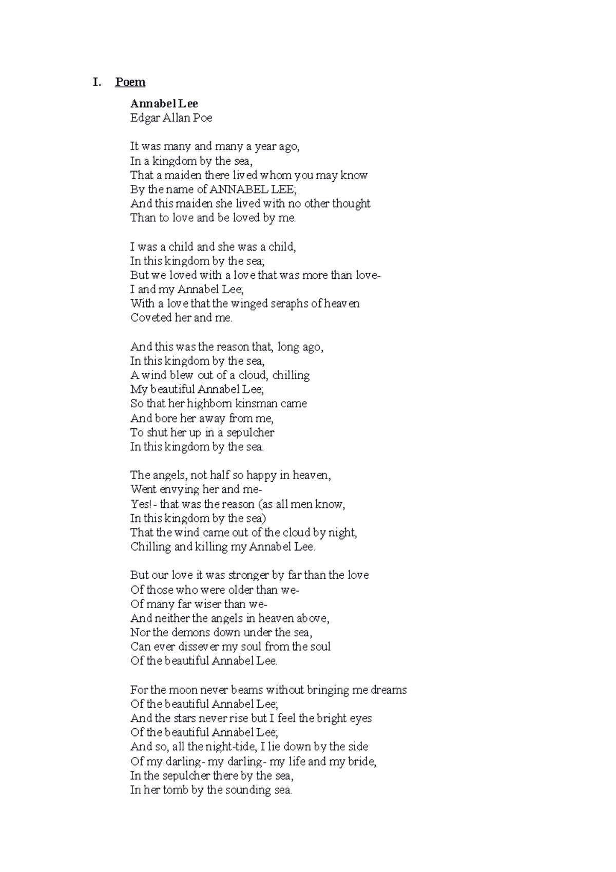 Poem Analysis - Annabel Lee by Edgar Allan Poe: A Deep Dive into Love ...