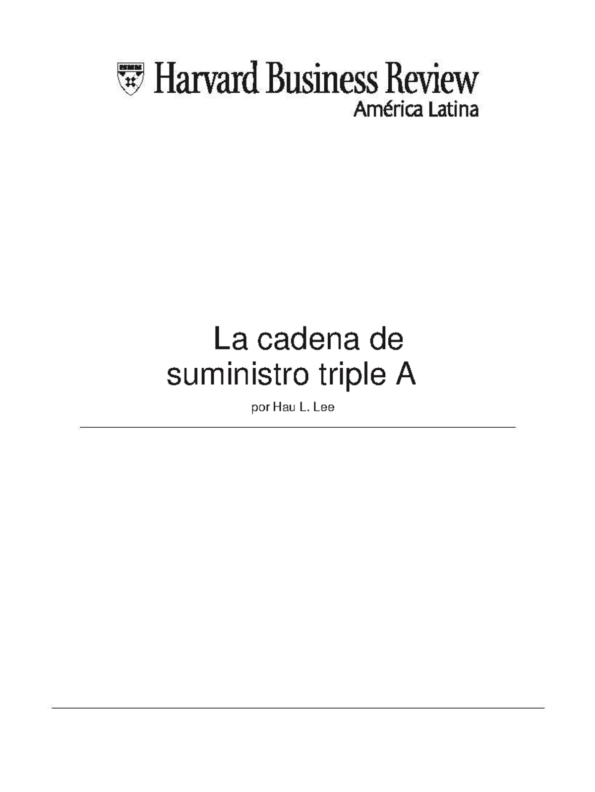 HBR Clase HAU LEE Cadena Suministro Triple A Spanish - La cadena de ...