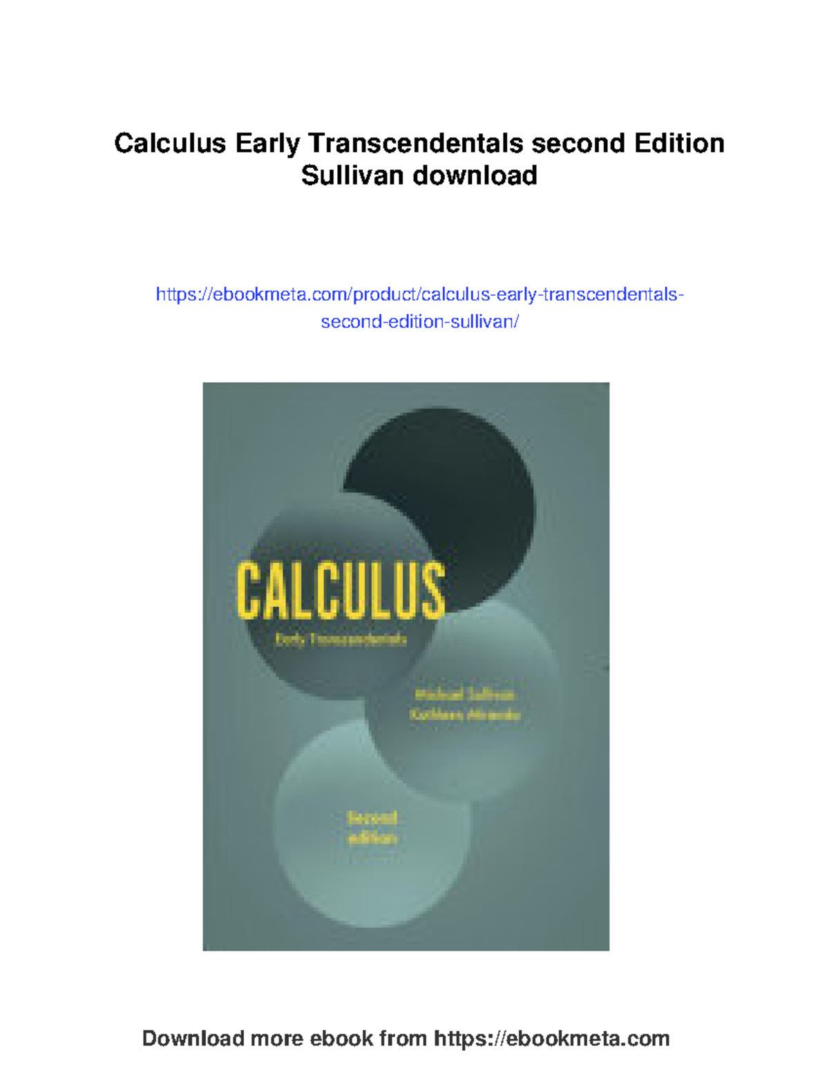 Calculus Early Transcendentals 2nd Ed. by Sullivan: A Comprehensive ...