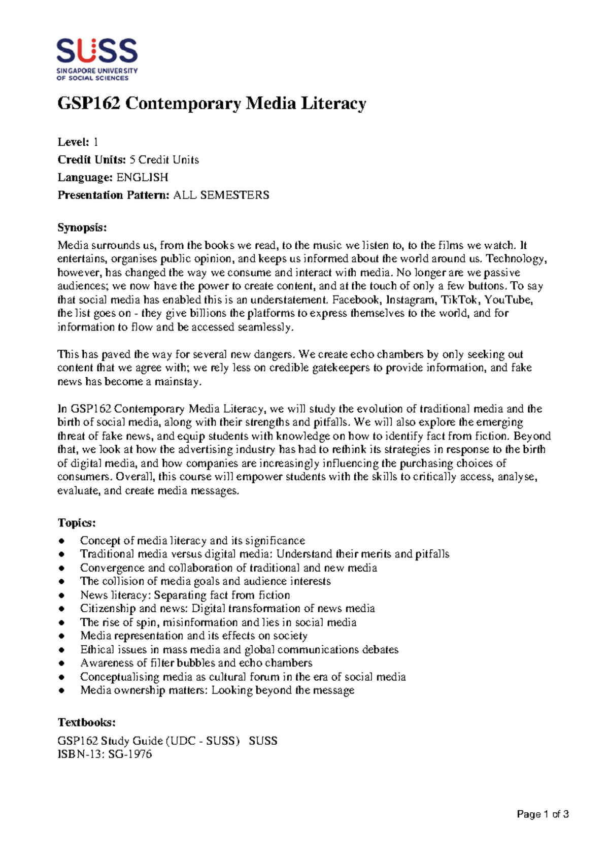 GSP162 Contemporary Media Literacy: Assignment Guide - Studocu