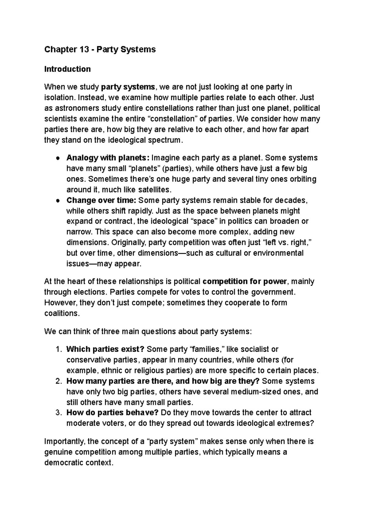 Chapter 13 - Analysis of Party Systems and Dynamics - Studocu