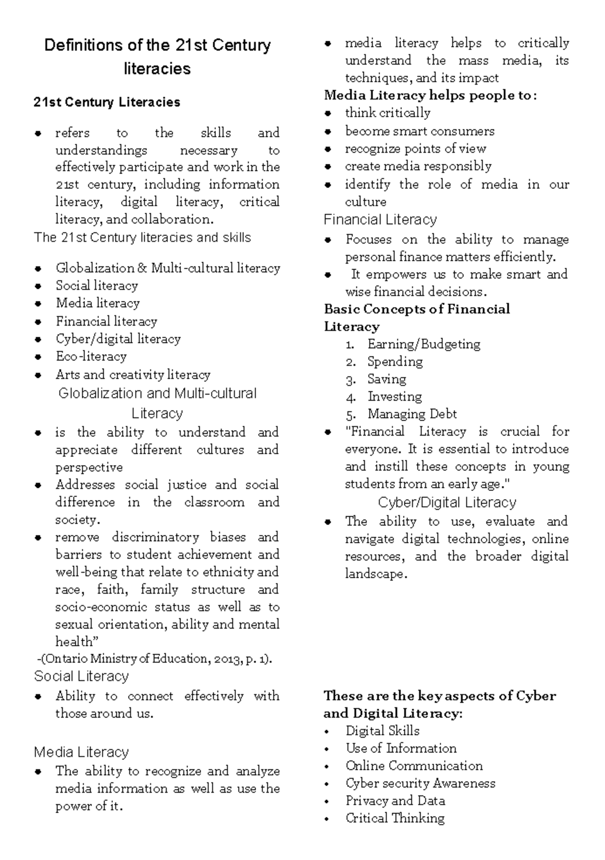 R1: Understanding 21st Century Literacies and Their Importance - Studocu