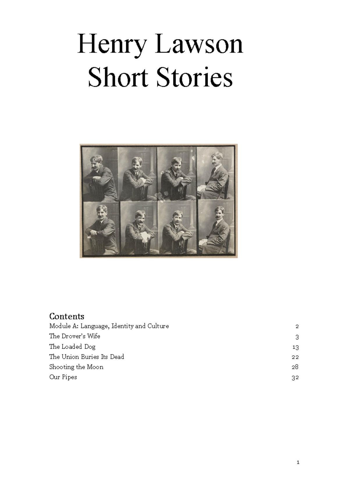 Henry Lawson Short Stories Analysis: Language, Identity & Culture - Studocu