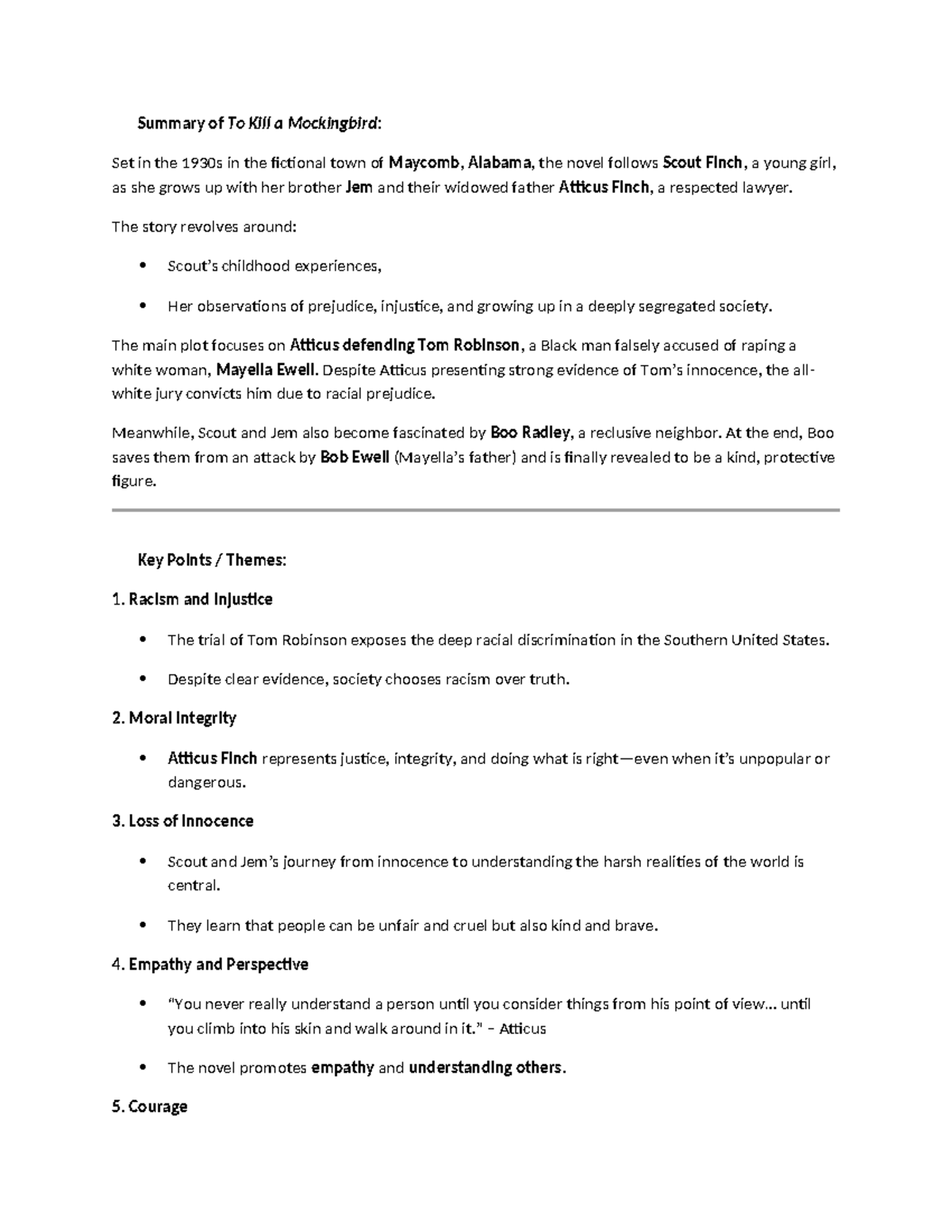To Kill a Mockingbird Summary: Key Themes & Analysis - Studocu