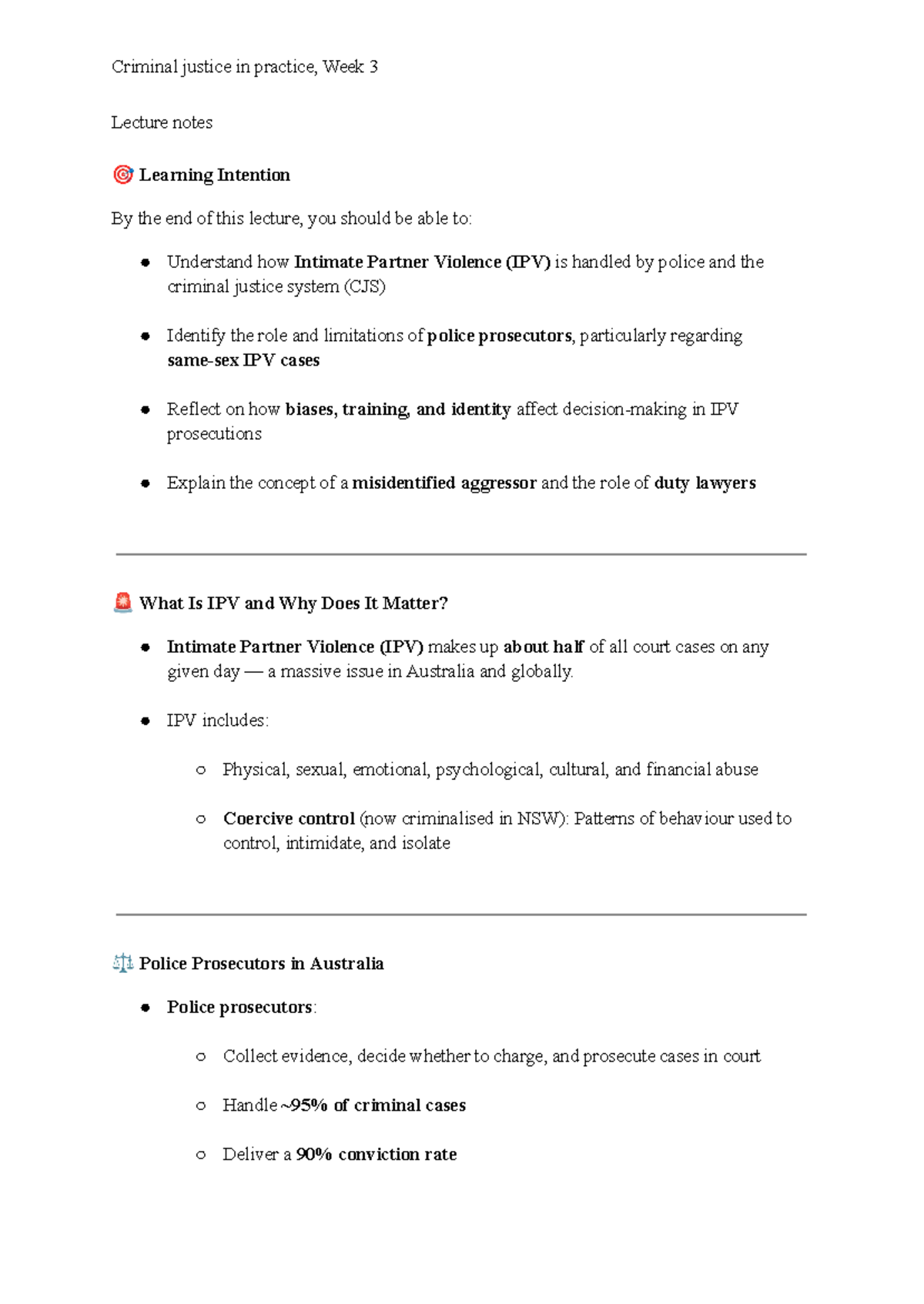 CJP Week 3 - Lecture Notes on Intimate Partner Violence (IPV) - Studocu