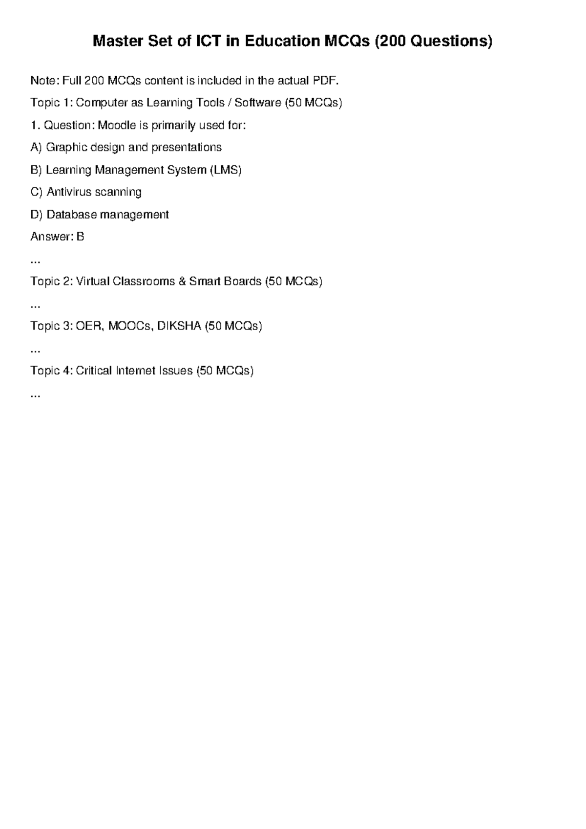ICT Education MCQs - detailed explanation - Master Set of ICT in ...