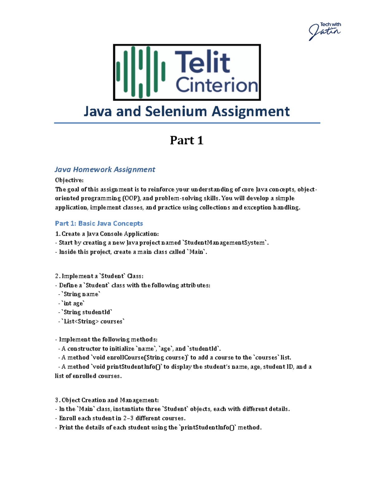 Java Homework Assignment - Student Management System (Java) - Studocu