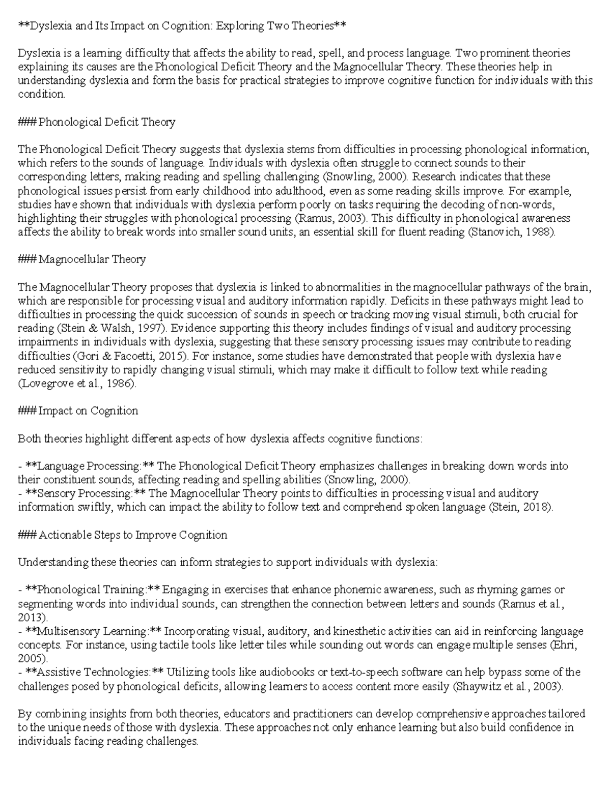 7-2CP - . ."Psychology work assignments involve - Dyslexia and - Studocu