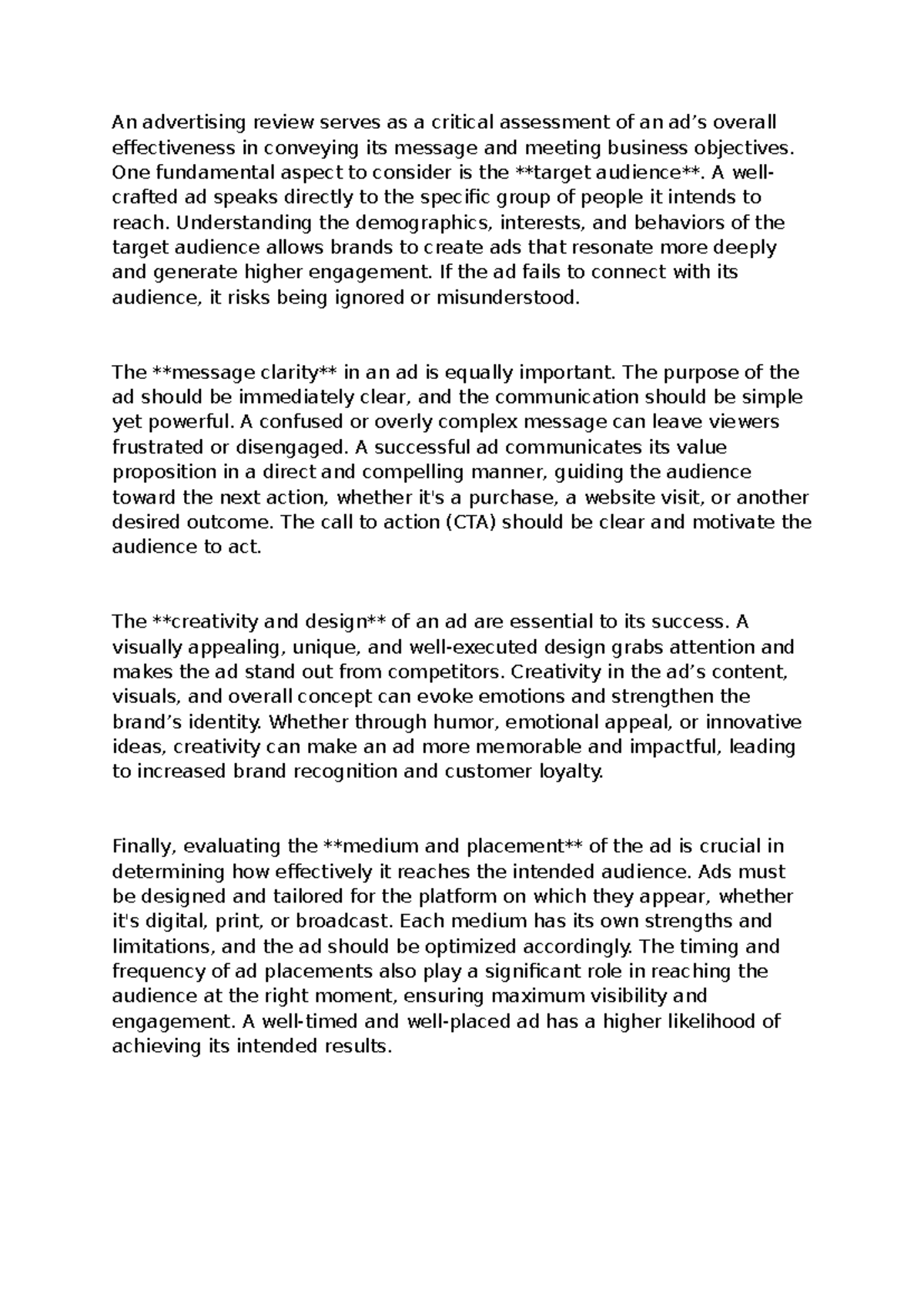 Advertising review 8 - essay on effective ad strategies and design ...