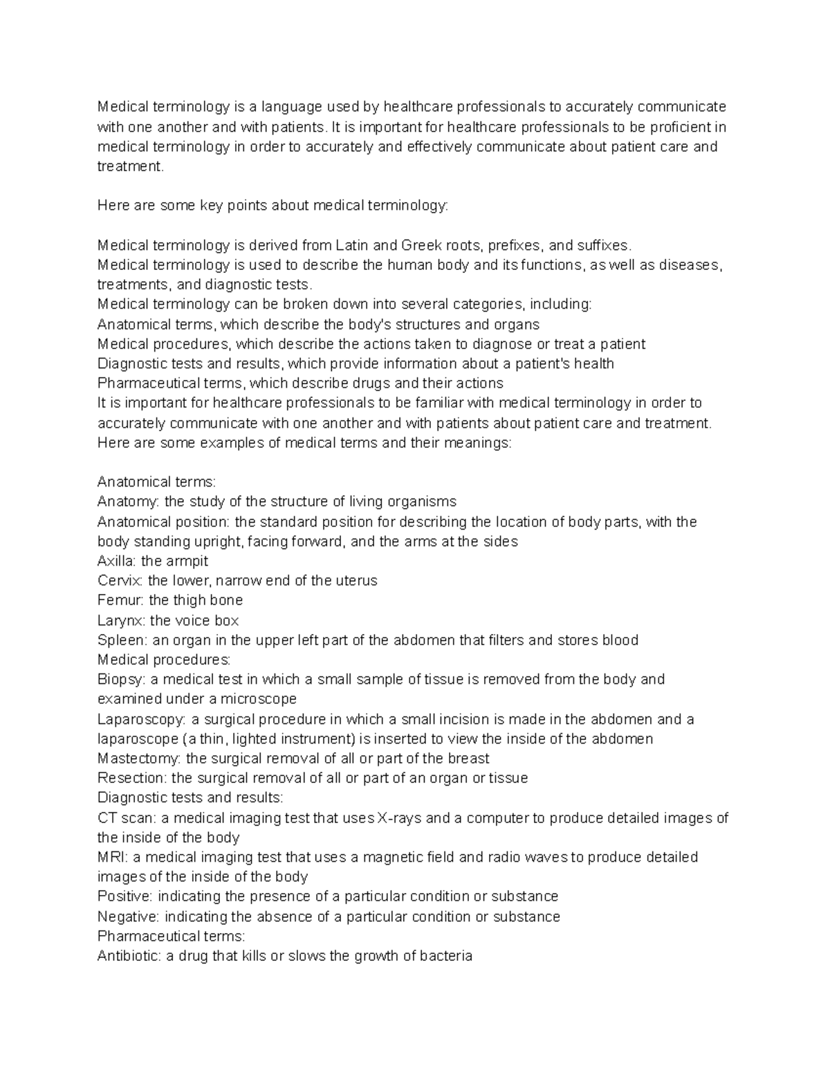 Med term 2 - lecture notes for med terms - Medical terminology is a ...