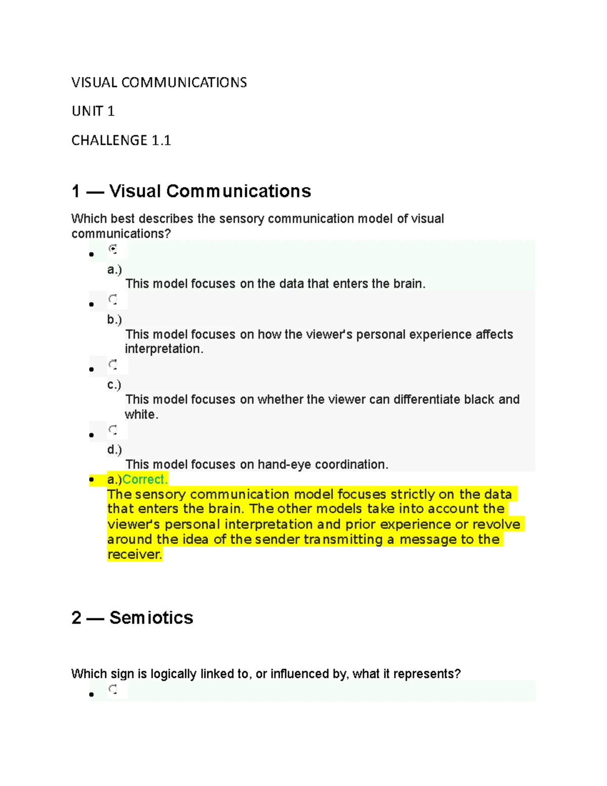 UNIT 3 Challenge 3.1 - VISUAL COMMUNICATION UNIT 3 CHALLENGE 3. 1 ...