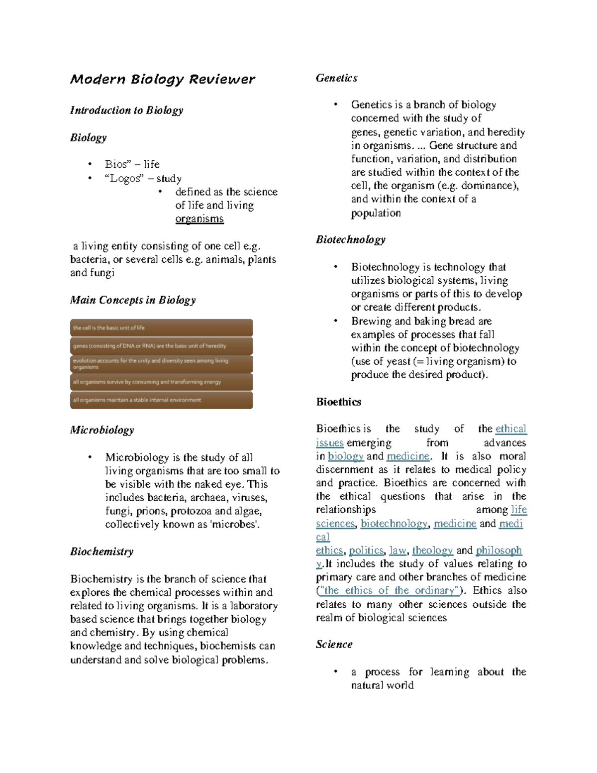 Modern Biology Reviewer: Genetics, Microbiology, and Biotechnology ...