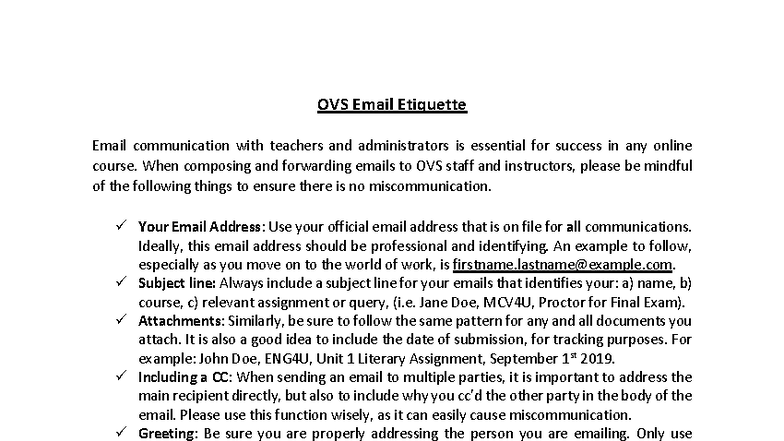 OVS Email Etiquette: Best Practices for Effective Communication - Studocu