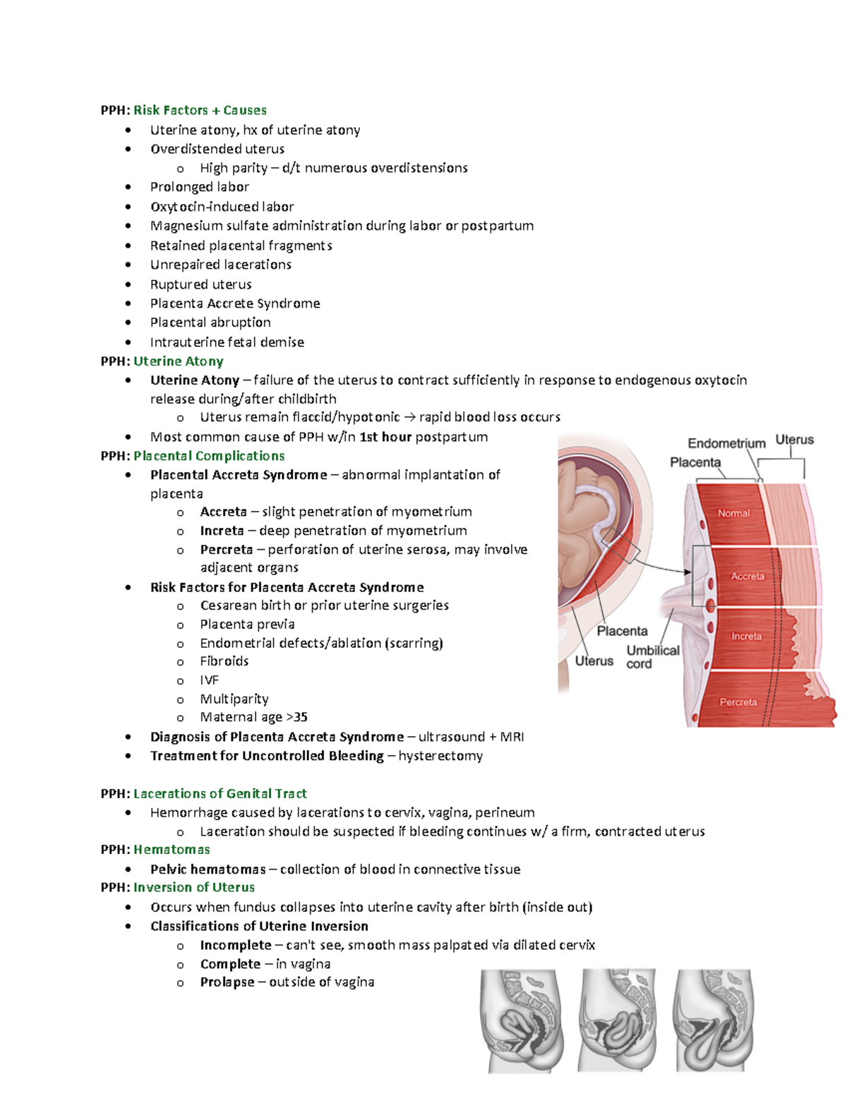 OB 221 Quiz 2 Outline - use it - PPH: Risk Factors + Causes - Uterine ...