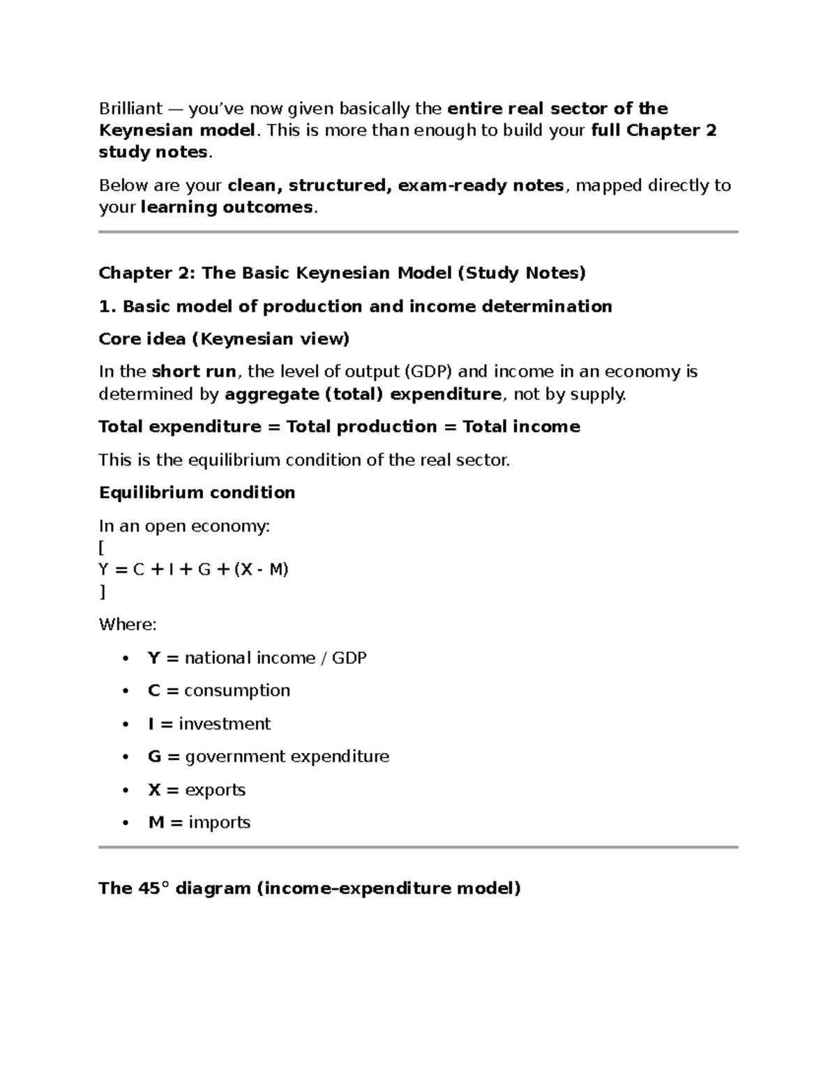 Chapter 2 Study Notes: The Basic Keynesian Model (MACRO 101) - Studocu